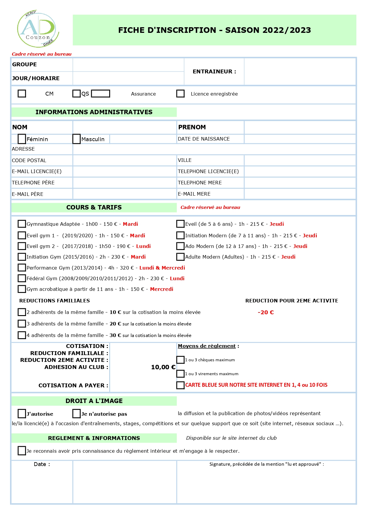 Formulaire d'inscription - Sportyneo