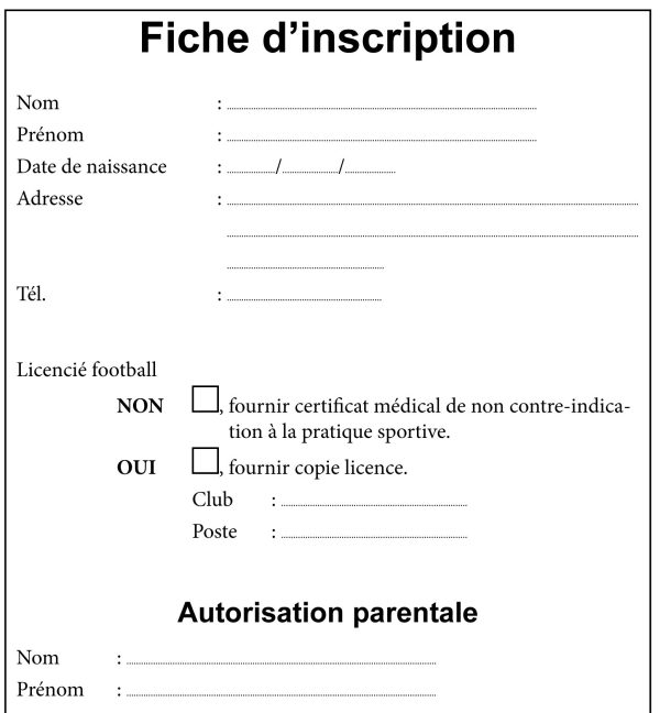 Formulaire d'inscription - Sportyneo